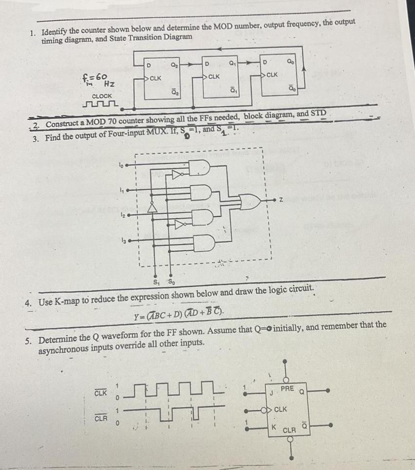 Solved 1. Identify the counter shown below and determine the | Chegg.com