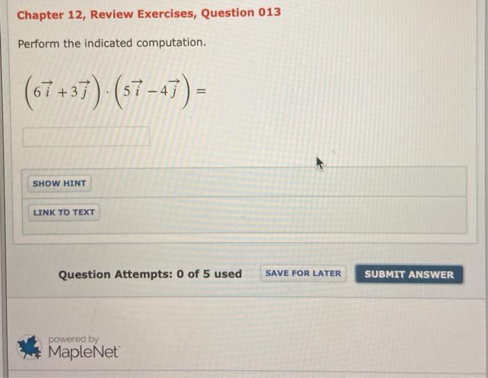 Solved Chapter 12, Review Exercises, Question 013 Perform | Chegg.com