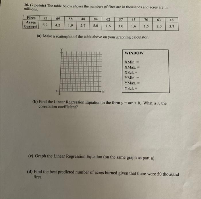 Solved 16. (7 points) The table below shows the numbers of | Chegg.com