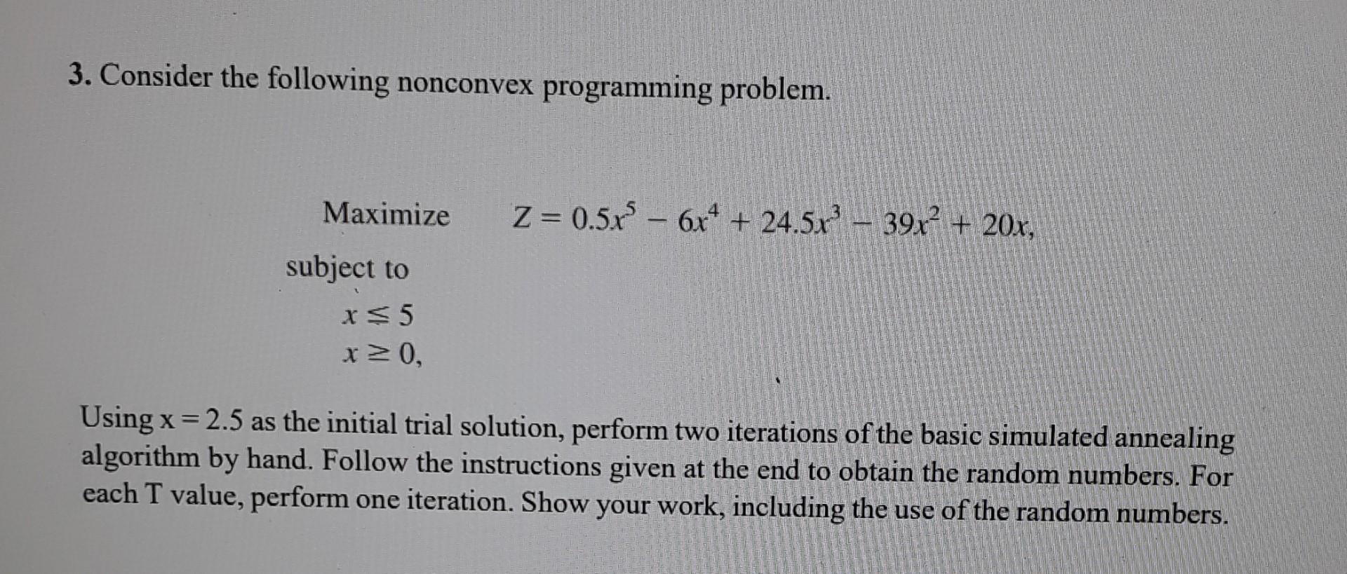 Solved 3. Consider the following nonconvex programming | Chegg.com