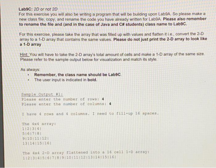 Solved and cus Lab9C: 2D or not 2D For this exercise you | Chegg.com