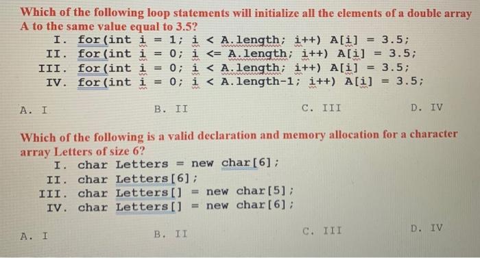 Solved = = Which of the following loop statements will | Chegg.com