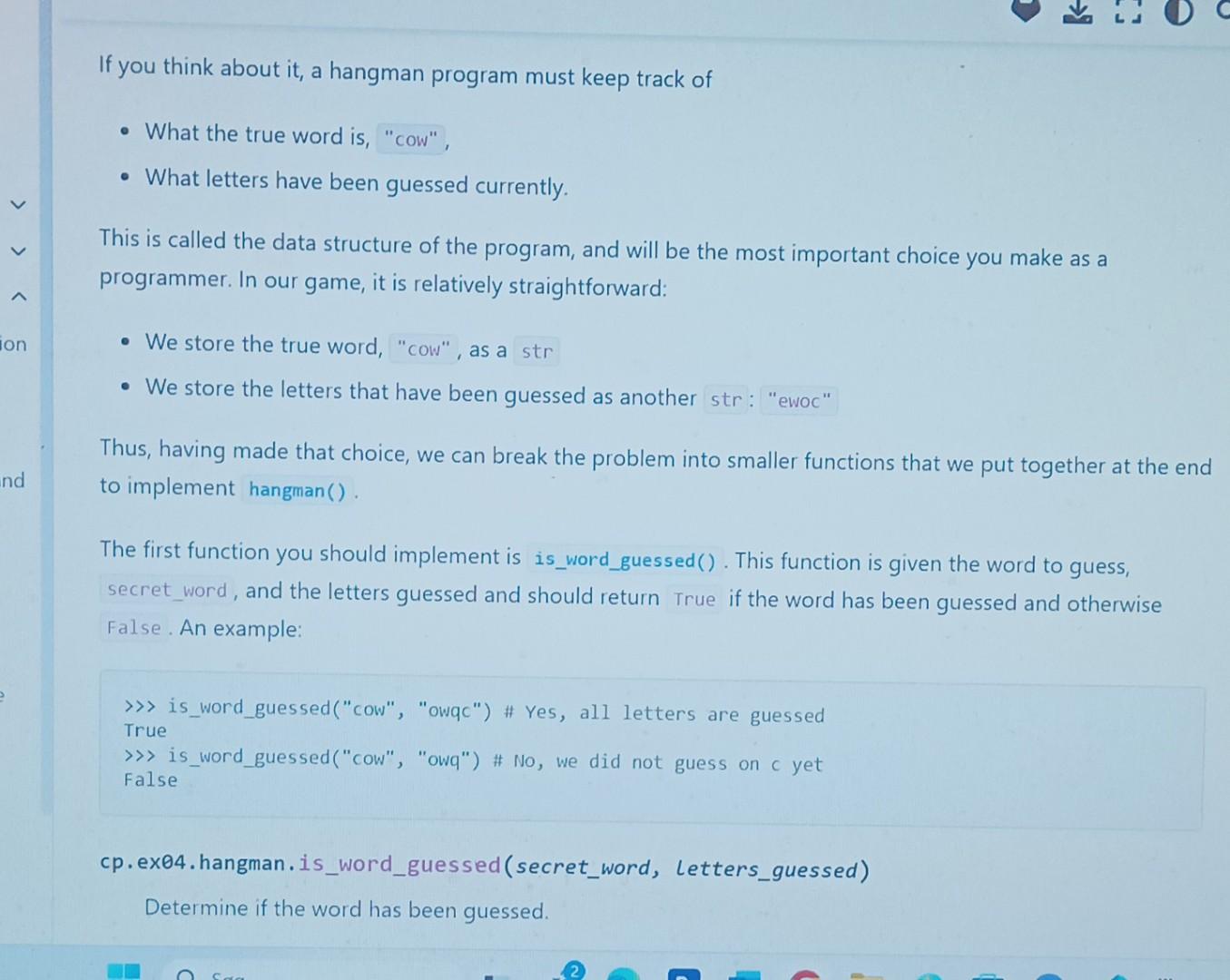 Solved If you think about it, a hangman program must keep | Chegg.com