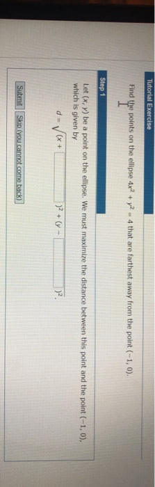 Solved Tutorial Exercise Find the points on the ellipse 4x2 | Chegg.com