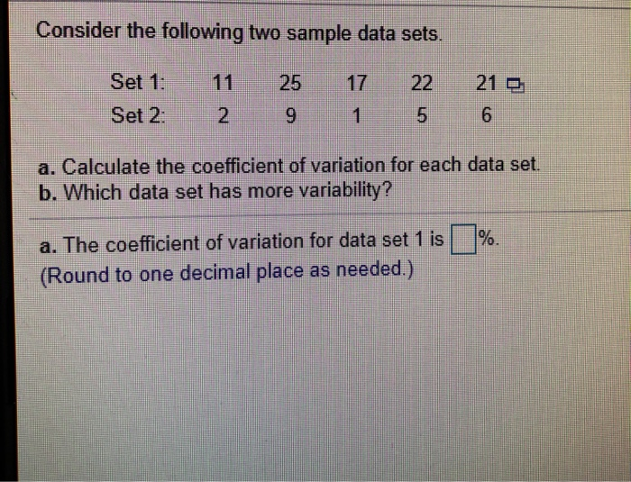 Solved Consider the following two sample data sets. Set 1: | Chegg.com