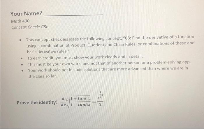 Solved Your Name? Math 400 Concept Check: C8c • This concept | Chegg.com