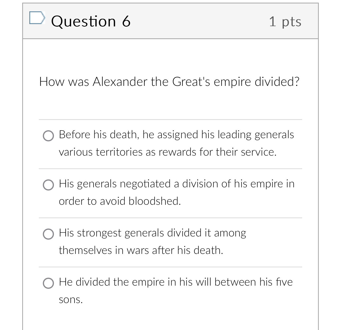 Solved Question 61 ﻿ptsHow was Alexander the Great's empire | Chegg.com