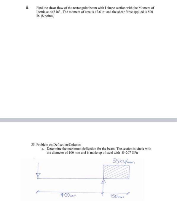Solved ii. Find the shear flow of the rectangular beam with | Chegg.com