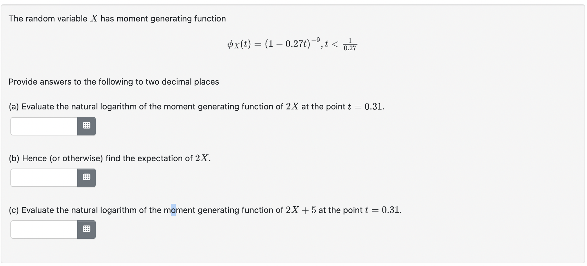 Solved The random variable x ﻿has moment generating | Chegg.com