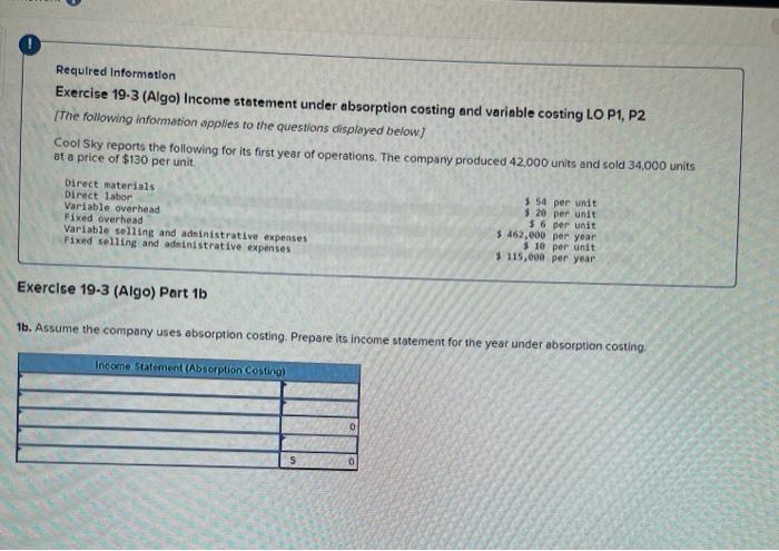 Solved Required Information Exercise 19.3 (Algo) Income | Chegg.com
