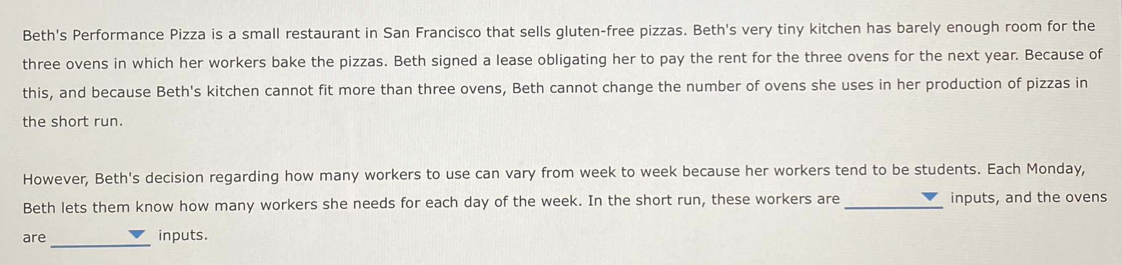 Solved Beth's Performance Pizza is a small restaurant in San | Chegg.com