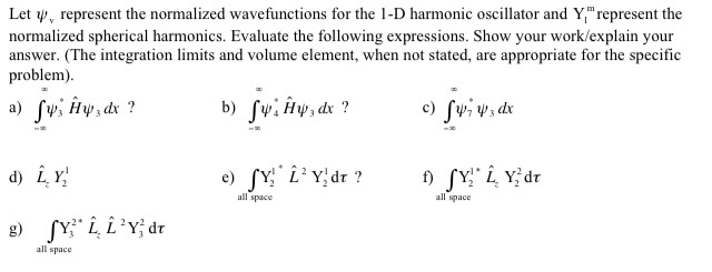 Solved Let y, represent the normalized wavefunctions for the | Chegg.com