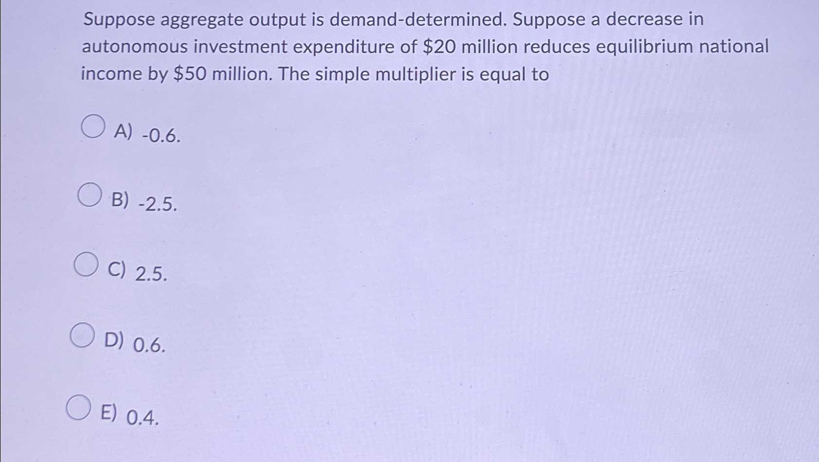 Solved Suppose aggregate output is demand-determined. | Chegg.com