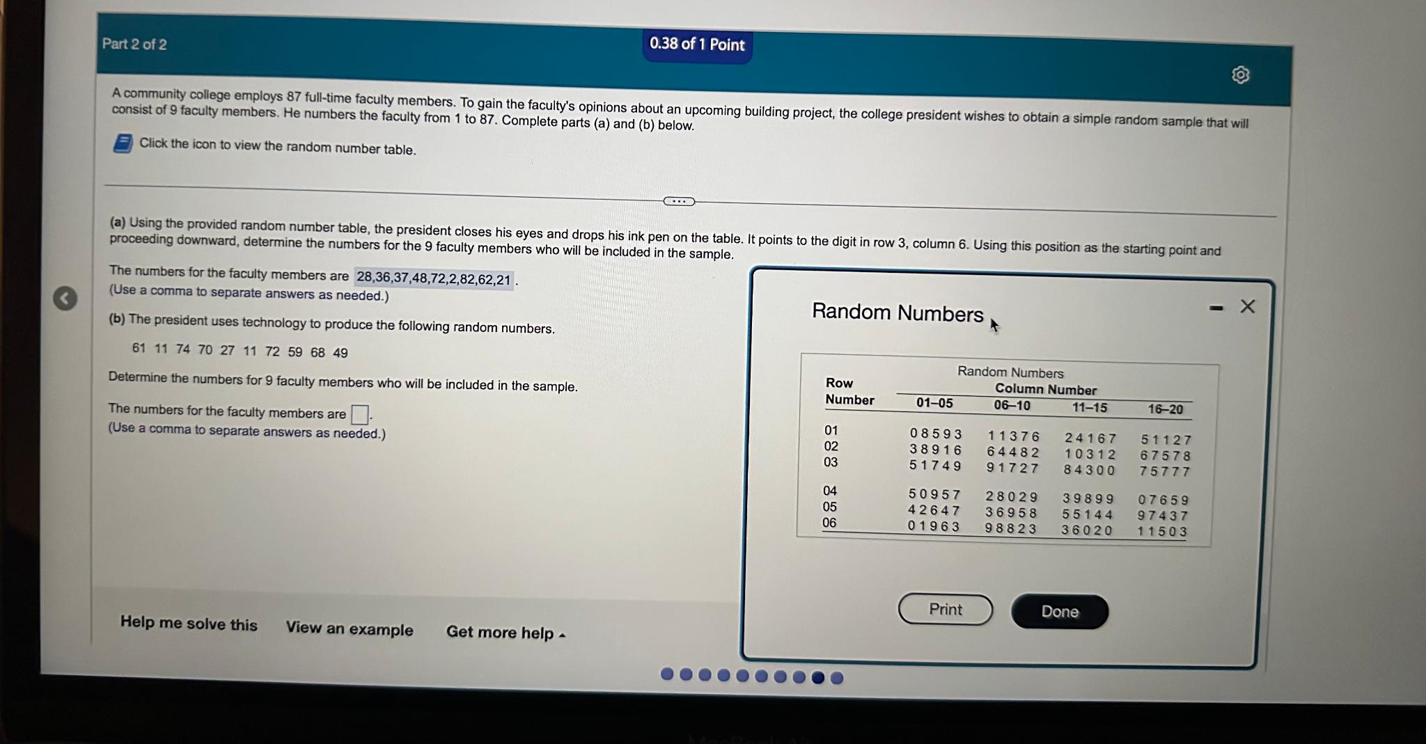 Solved Part 2 ﻿of 20.38 ﻿of 1 ﻿PointA community college | Chegg.com