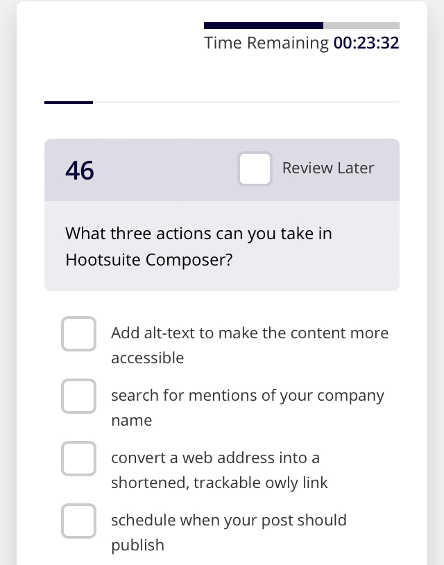 Solved Time Remaining 00:23:3246What three actions can you | Chegg.com