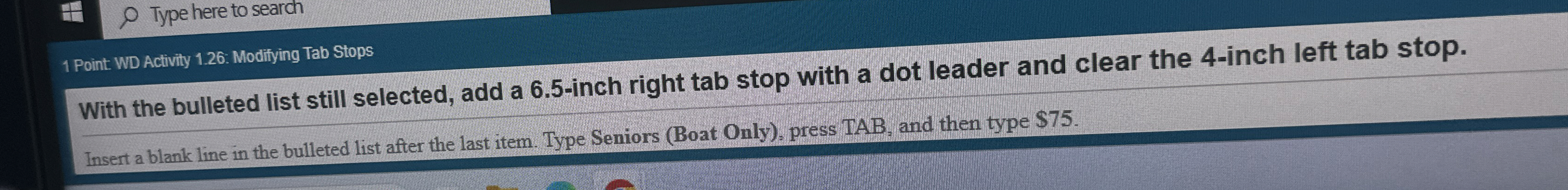 Solved Type here to search1 ﻿Point WD Activity 1.26: | Chegg.com