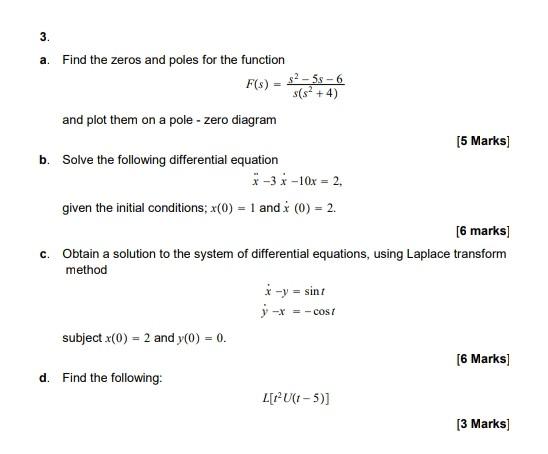 Solved a. Find the zeros and poles for the function | Chegg.com