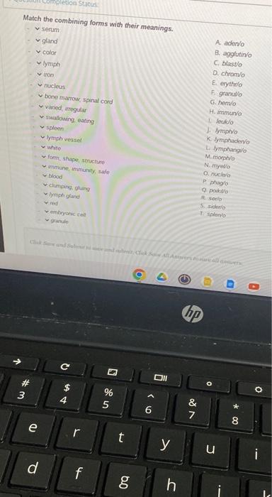 Solved Match the combinting forms with their meanings. v | Chegg.com