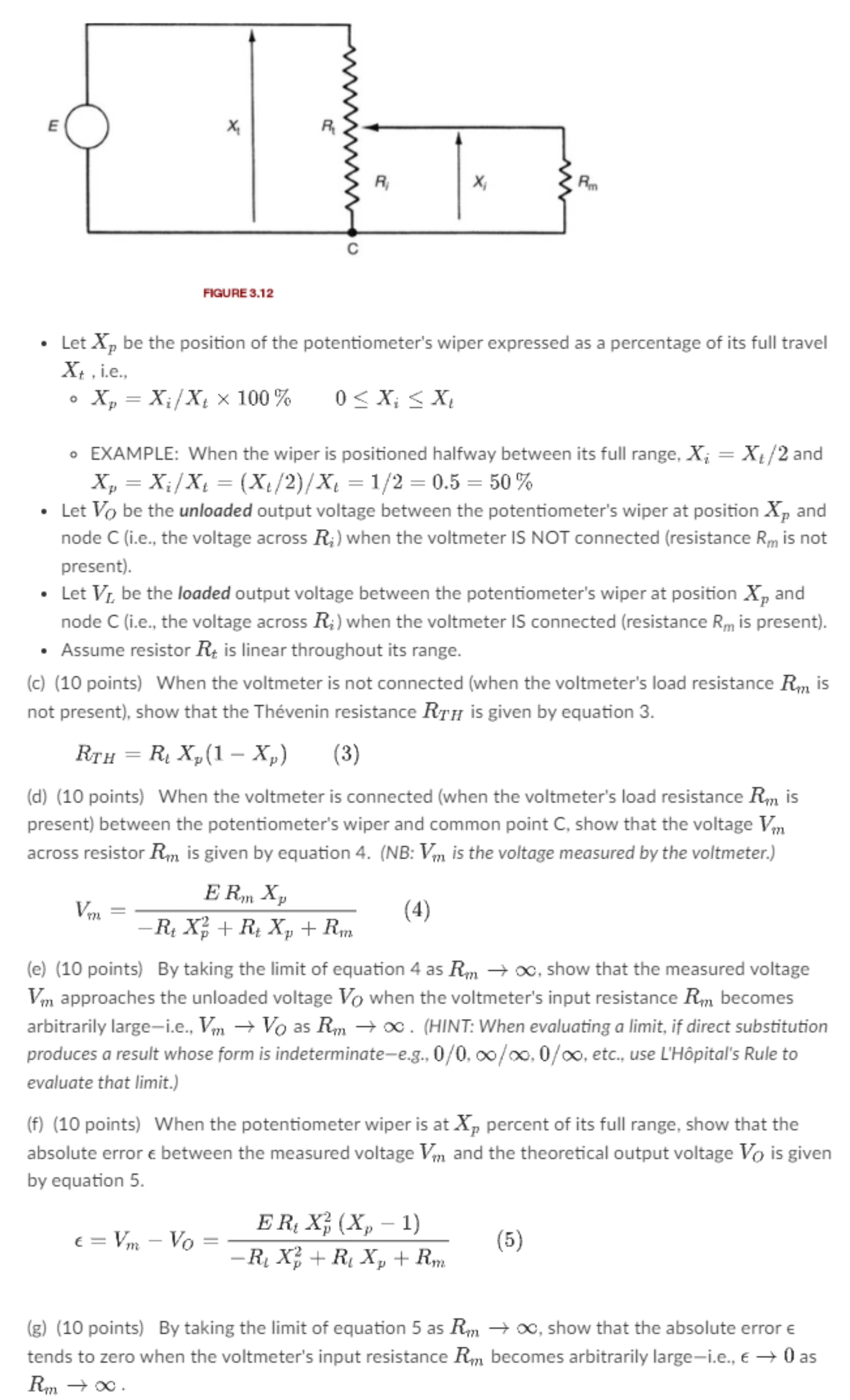 Let xp ﻿be the position of the potentiometer's wiper | Chegg.com