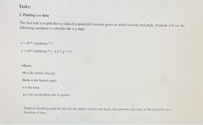 Solved 1. Plotting x−y data The first task is to plot the | Chegg.com