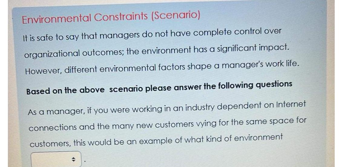 Solved Environmental Constraints (Scenario)It is safe to say | Chegg.com