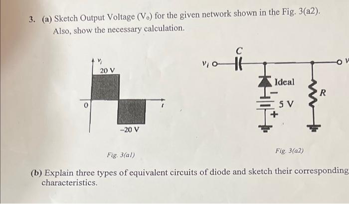 Solved 3. (a) Sketch Output Voltage (V0) for the given | Chegg.com