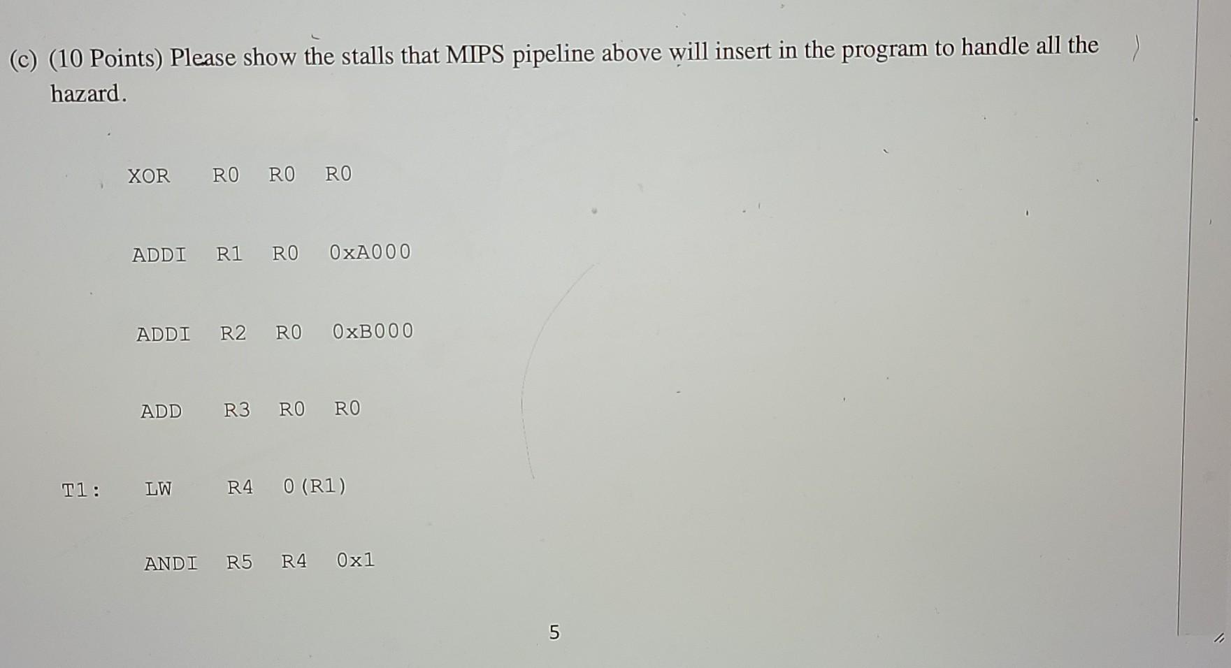 Solved MIPS Pipelining: (30 Points) (a) (10 Points) List all | Chegg.com