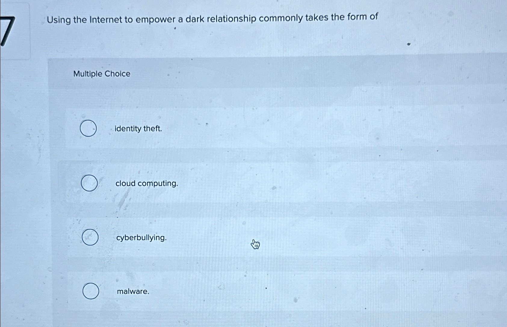 Solved Using the Internet to empower a dark relationship | Chegg.com