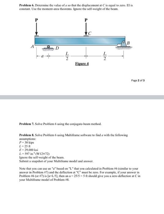 Solved Problem 6. Determine the value of a so that the | Chegg.com