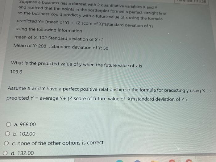 Solved SUPpose a business has a dataset with 2 quantitative | Chegg.com
