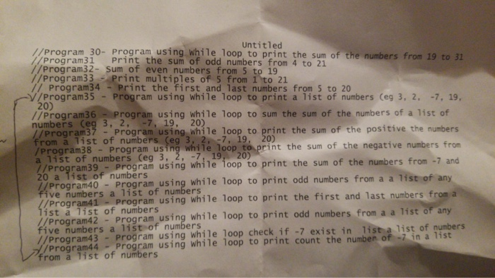 Solved //Program 30- Program using while loop to print the | Chegg.com