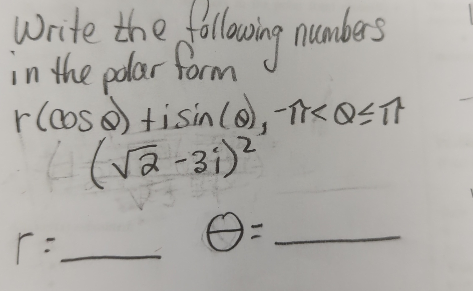 Solved Write the following numbers in the polar | Chegg.com