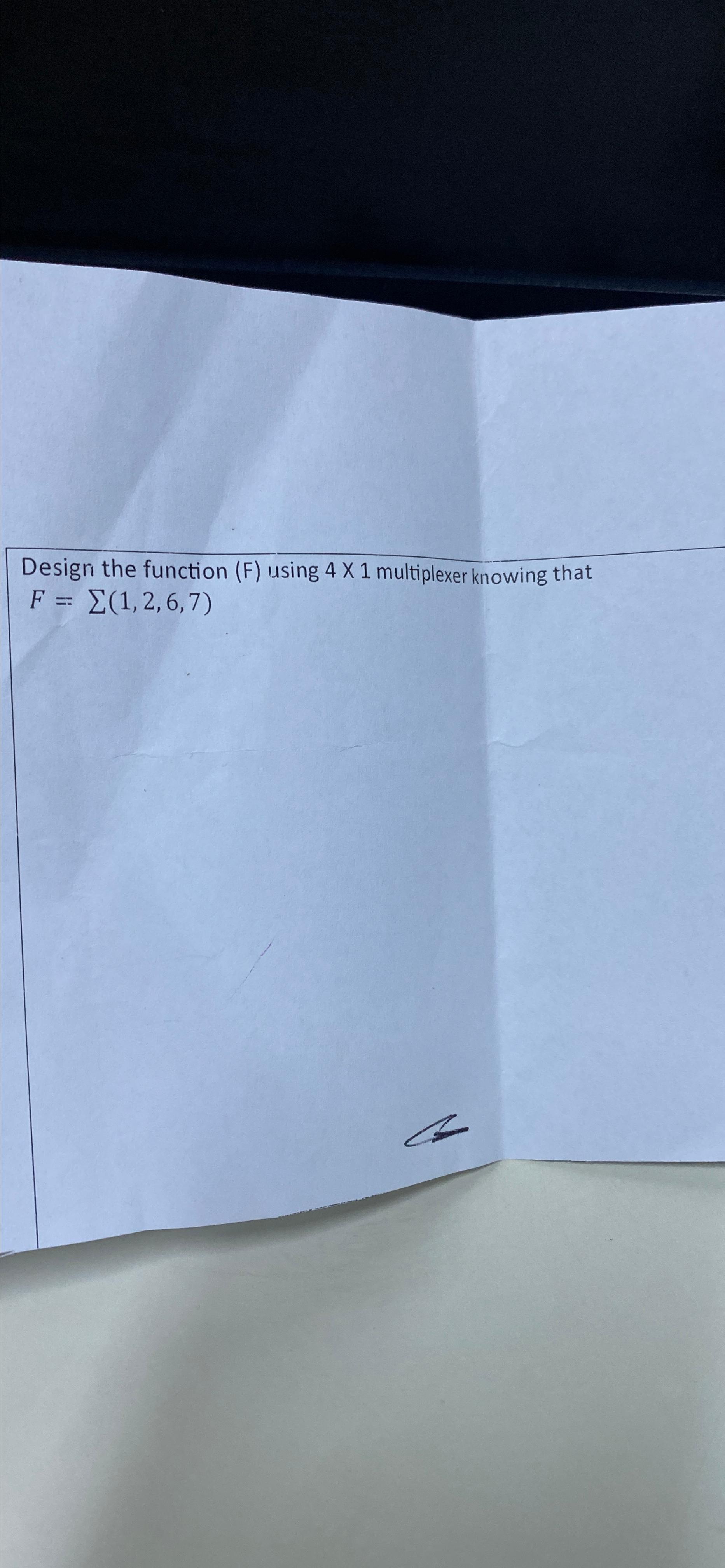 Solved Design the function (F) ﻿using 4×1 ﻿multiplexer | Chegg.com