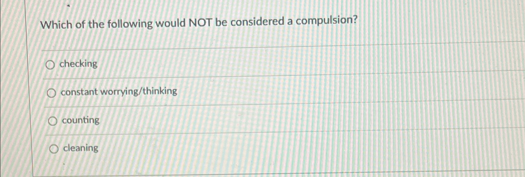 Solved Which of the following would NOT be considered a | Chegg.com