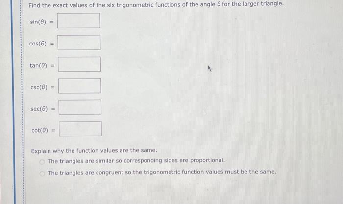 Solved Consider the following triangles. D) Find the exact | Chegg.com