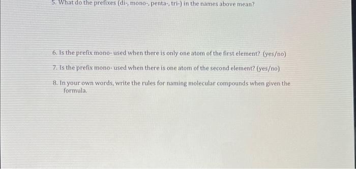 Solved 5. What do the prefixes (di-, mono-, penta-, tri-) in | Chegg.com