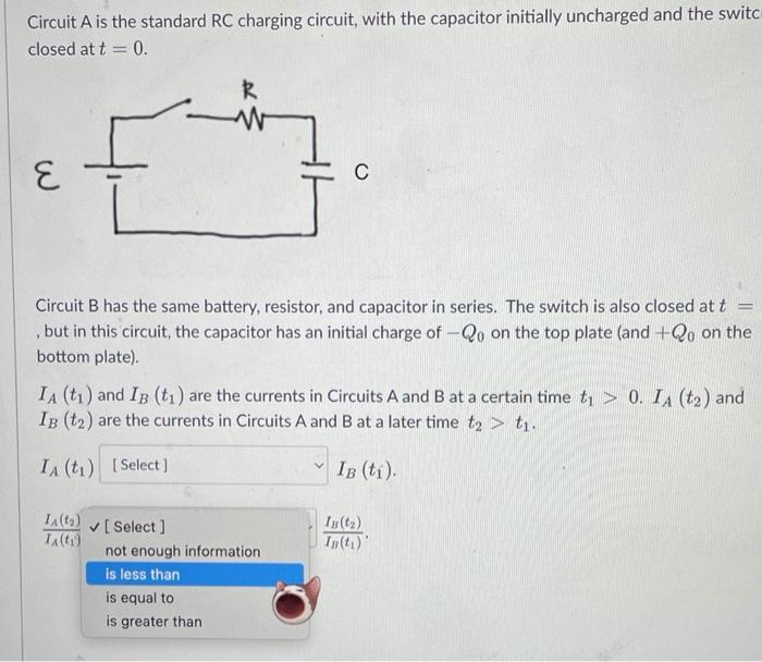 Circuit A is the standard RC charging circuit, with | Chegg.com
