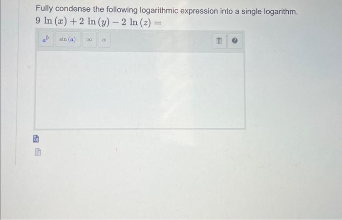 Solved Fully condense the following logarithmic expression | Chegg.com