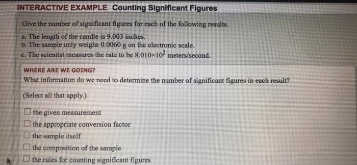 Solved INTERACTIVE EXAMPLE Counting Significant Figures Give | Chegg.com
