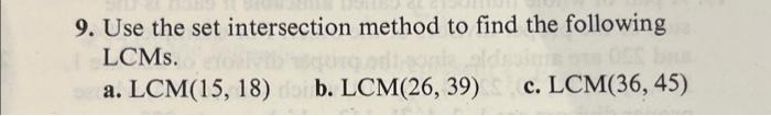 Solved 9. Use the set intersection method to find the | Chegg.com