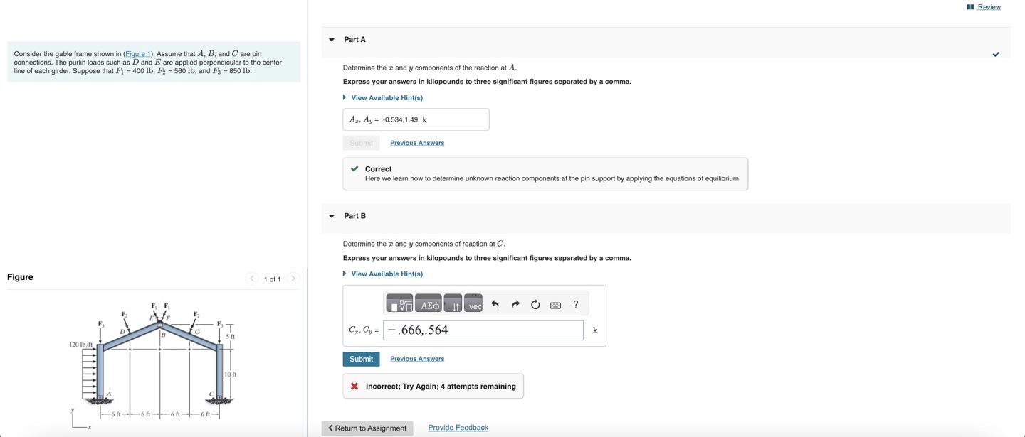 Solved ReviewConsider the gable frame shown in (Figure 1). | Chegg.com