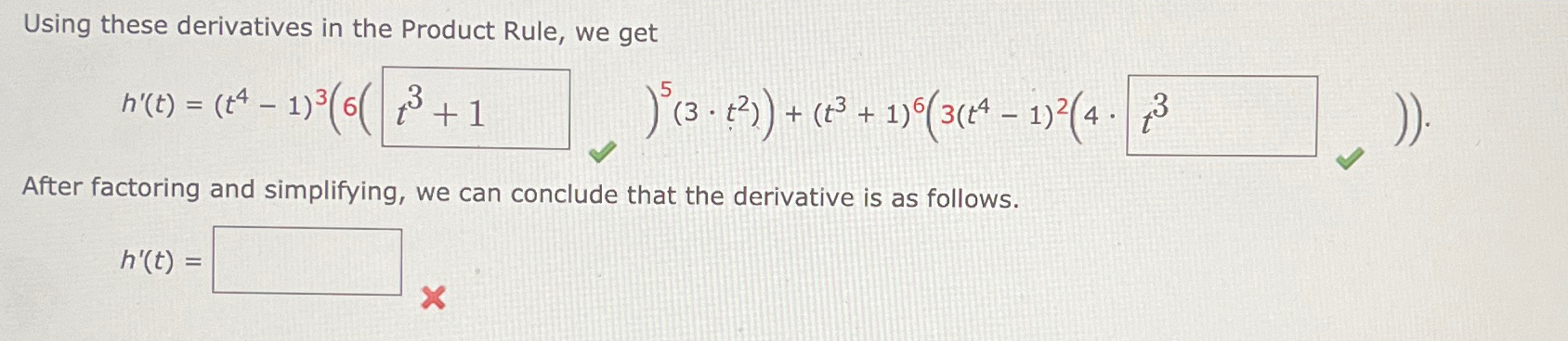 Solved Using these derivatives in the Product Rule, we | Chegg.com