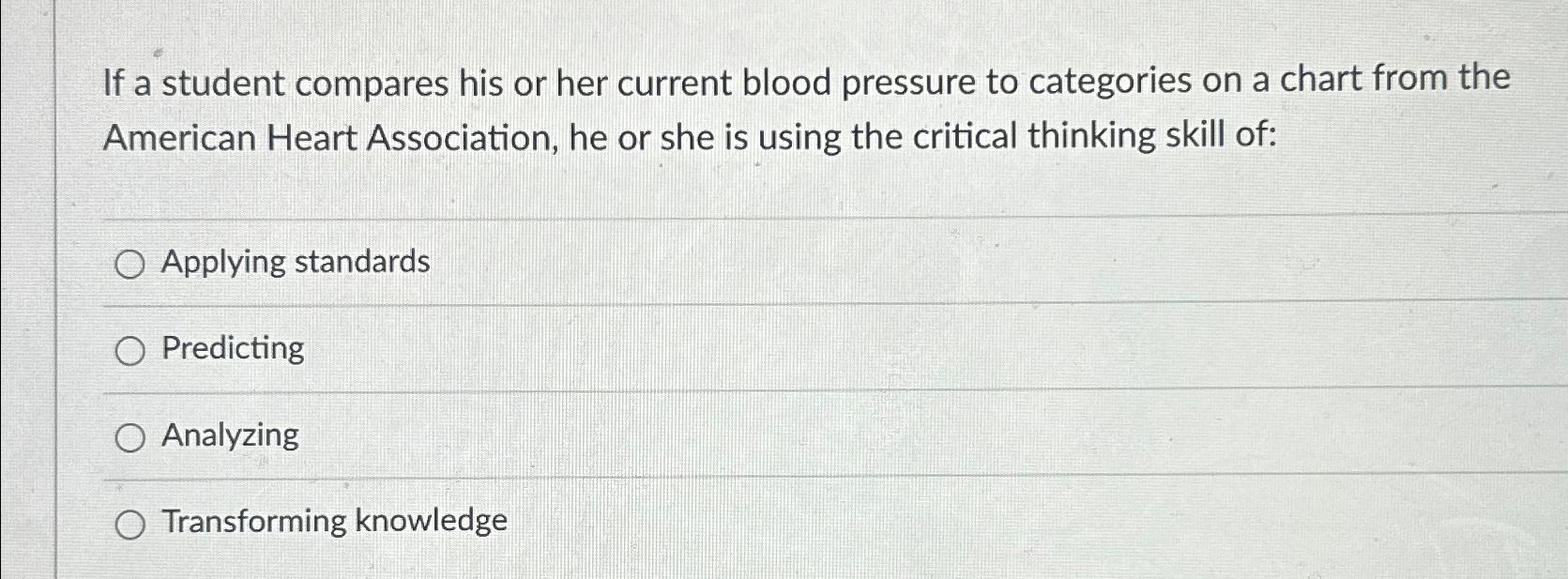 Solved If a student compares his or her current blood | Chegg.com