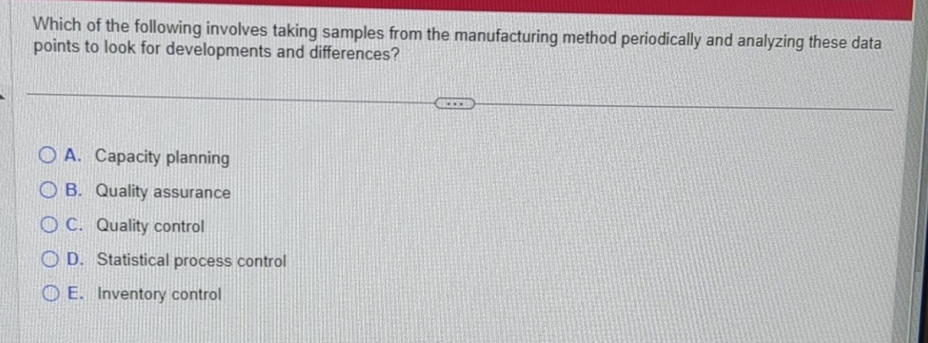 Solved Which of the following involves taking samples from | Chegg.com