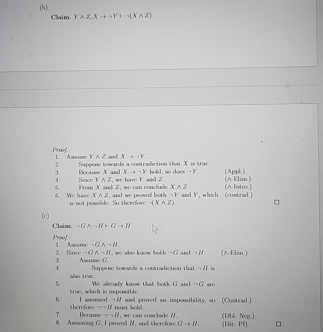 Solved (b)Claim. Y??Z,x→notY|--not(x??Z)|Proof.Assume Y??Z | Chegg.com