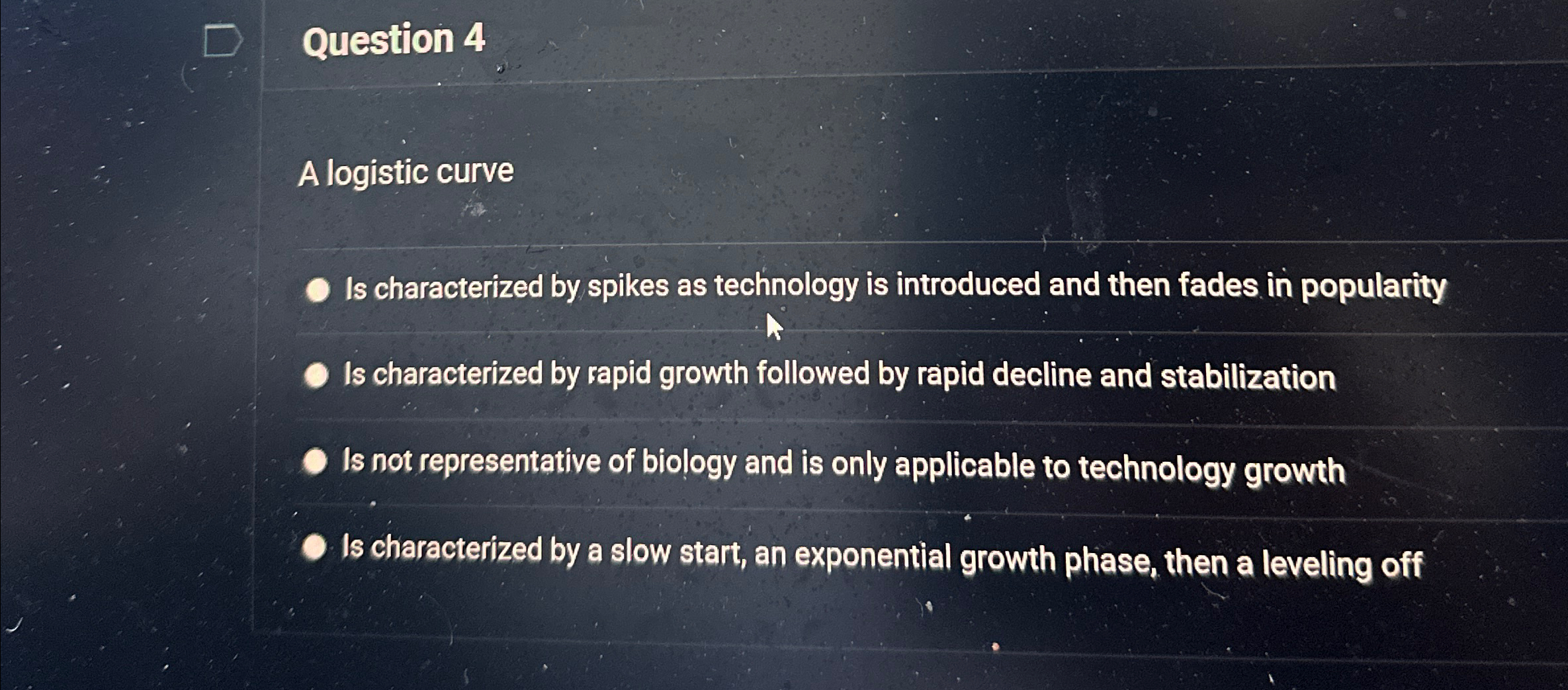 Solved Question 4A logistic curveIs characterized by spikes | Chegg.com