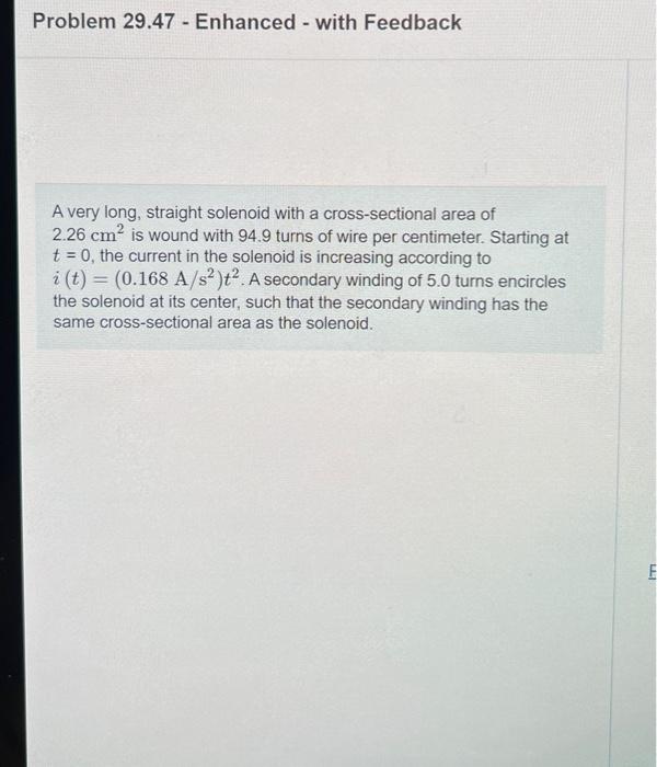 Solved Problem 29.47 - Enhanced - with Feedback A very long, | Chegg.com