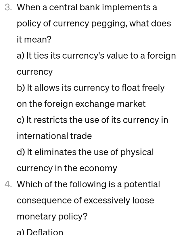 Solved Ecinomics: When a central bank implements a policy of | Chegg.com
