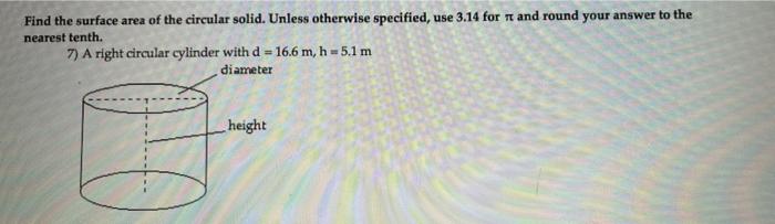 Solved Find the surface area of the circular solid. Unless | Chegg.com