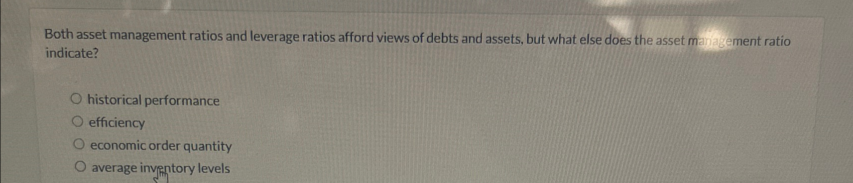 Solved Both asset management ratios and leverage ratios | Chegg.com